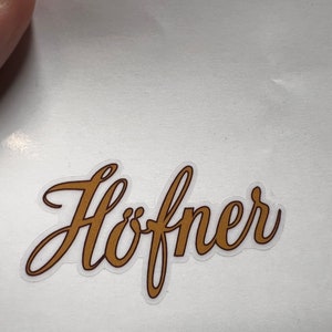 Hofner Headstock Logo Sticker, Clear Vinyl Fender Decal, Compete Hofner ...
