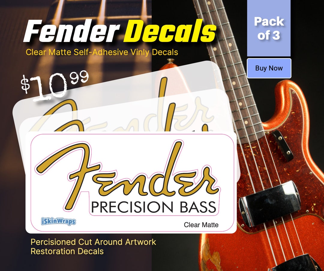 Fender Precision Bass Headstock Sticker Clear Vinyl Fender Sticker Three Per Pack Etsy