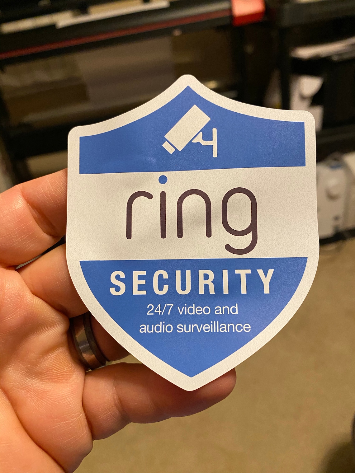 Outdoor Ring Doorbell Security Camera Badge/shield Sticker 4 Inches ...