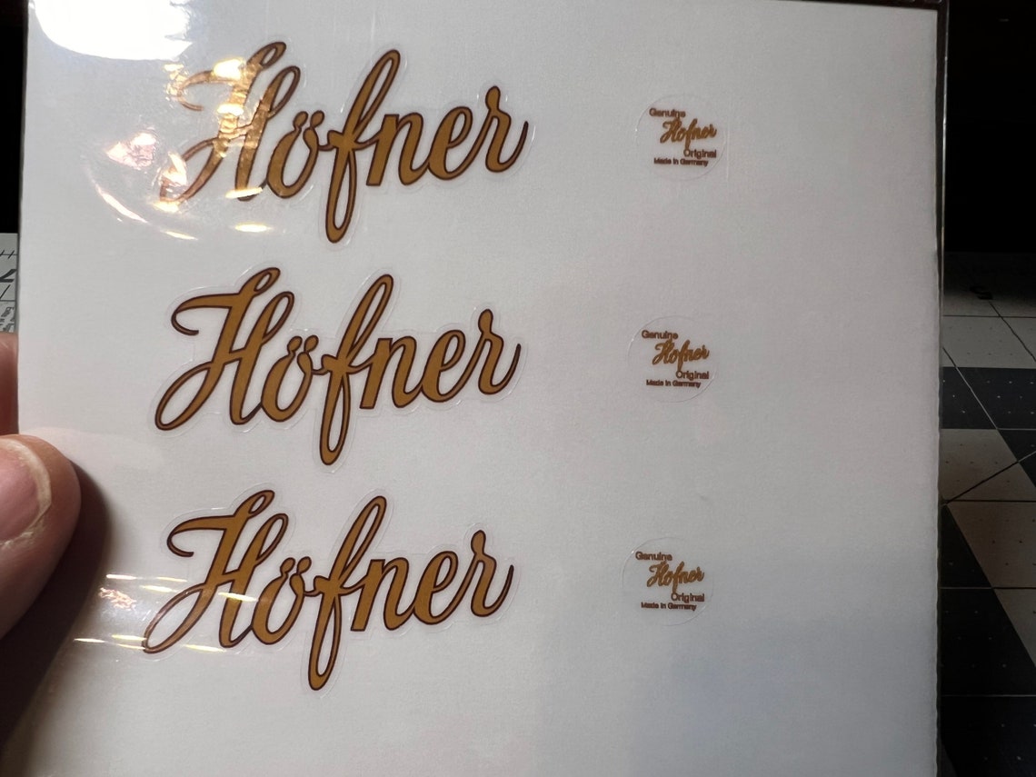 Hofner Headstock Logo Sticker, Clear Vinyl Fender Decal, Compete Hofner ...