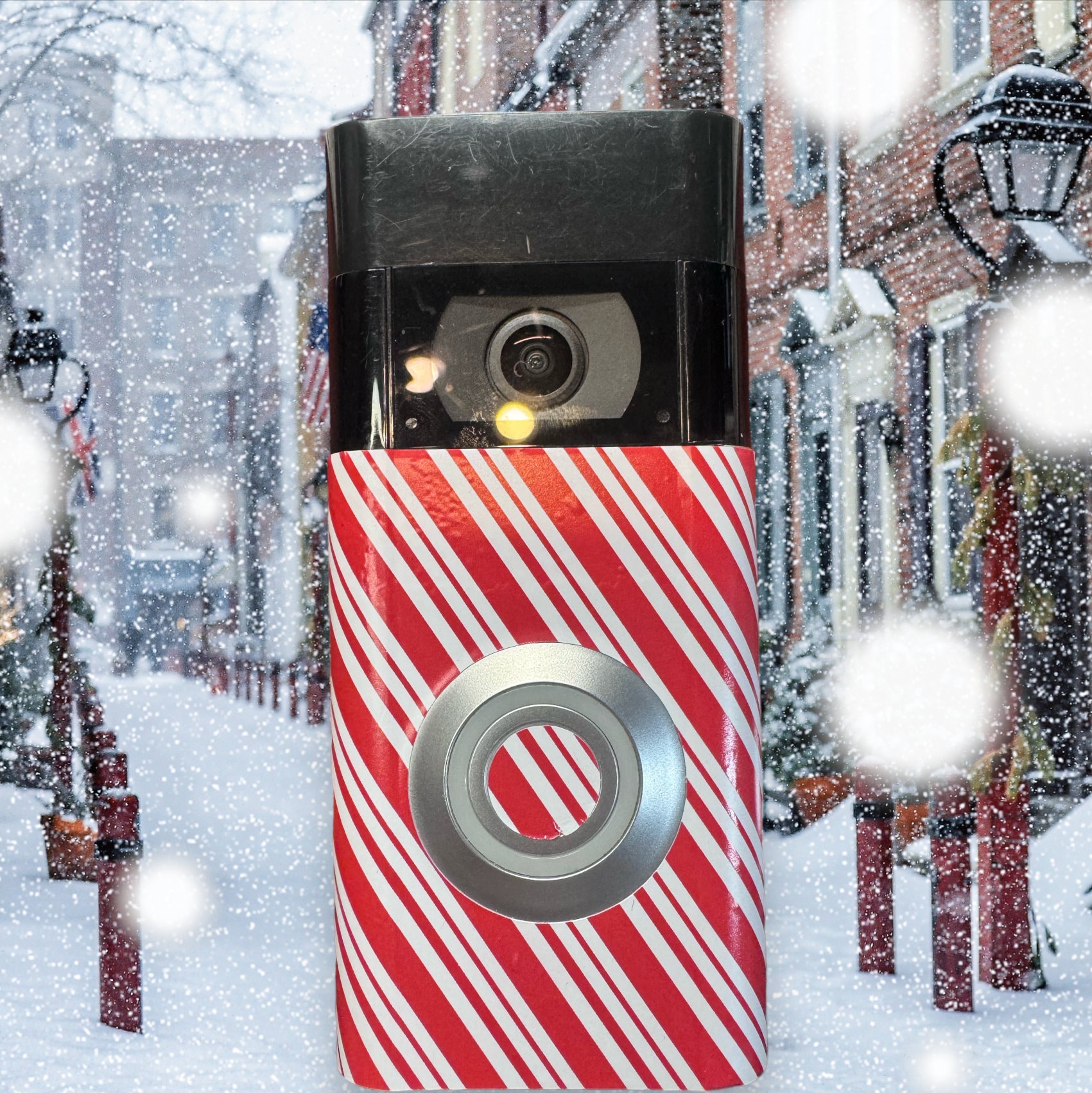 Candy Cane Strip Faceplate Vinyl Wrap for Ring Video Doorbell ...