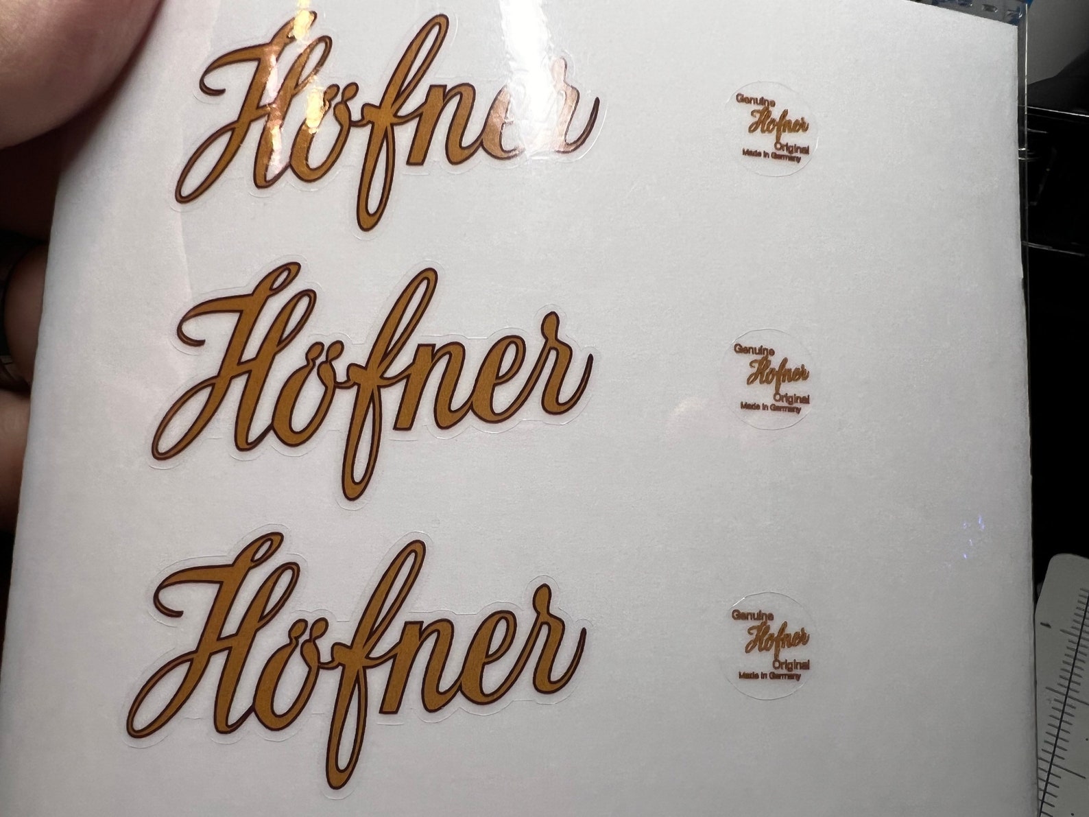 Hofner Headstock Logo Sticker, Clear Vinyl Fender Decal, Compete Hofner ...