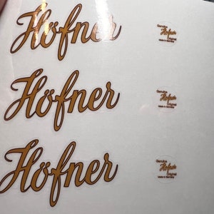 Hofner Headstock Logo Sticker, Clear Vinyl Fender Decal, Compete Hofner ...