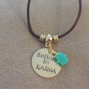 Believe in KARMA Necklace, Karma and Hamsa Hand - Etsy