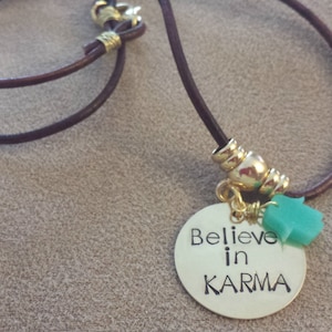 Believe in KARMA Necklace, Karma and Hamsa Hand - Etsy