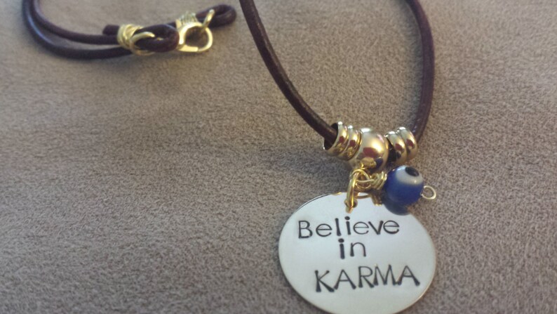 Believe in KARMA Necklace, Karma and Evil Eye Protection, Ojo Turco - Etsy