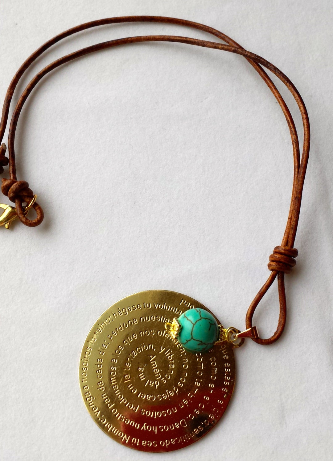 Padre Nuestro Hangman's Knot Necklace,leather Necklace, Religious ...