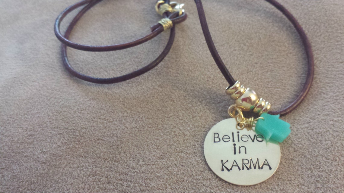 Believe in KARMA Necklace, Karma and Hamsa Hand - Etsy