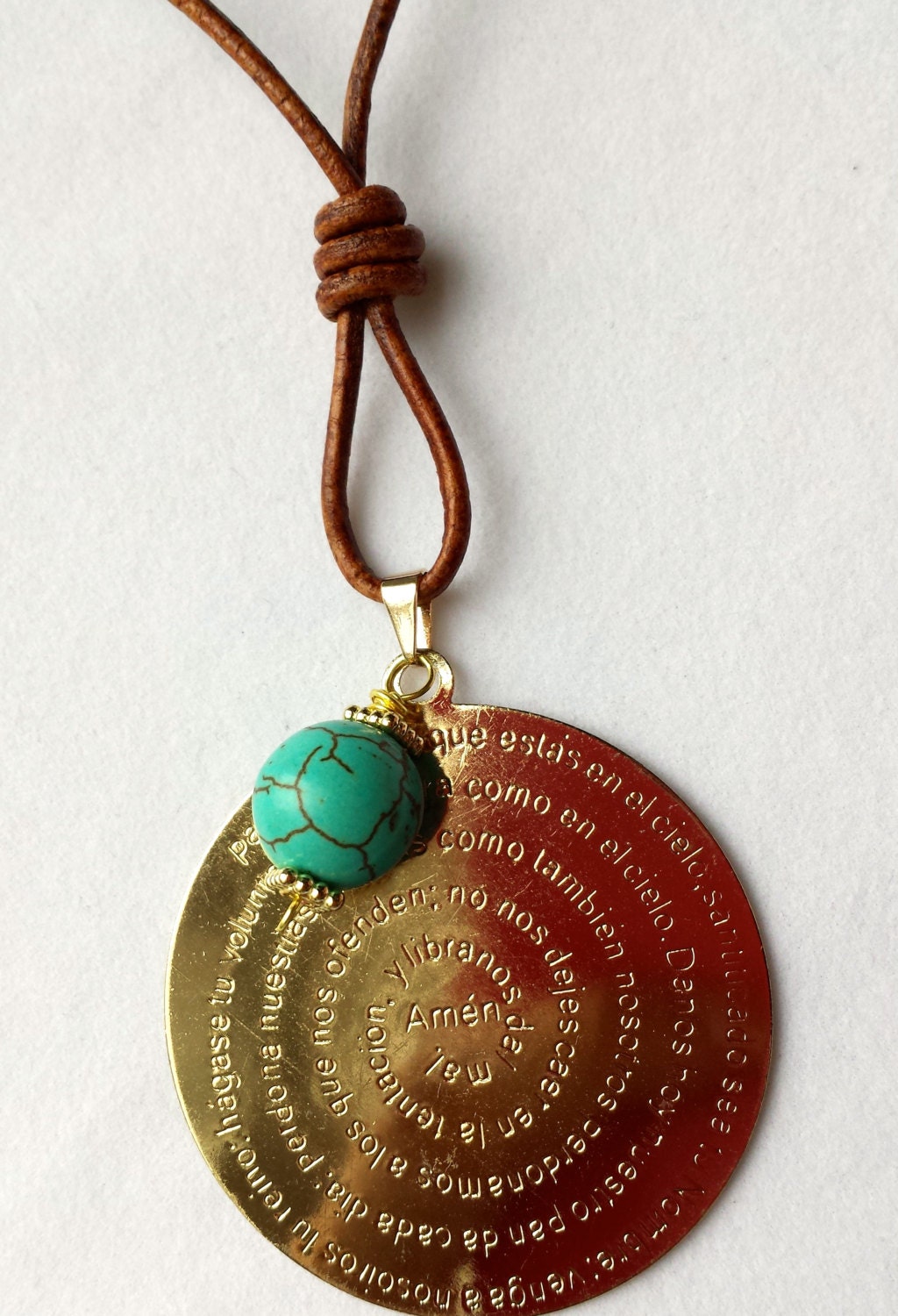 Padre Nuestro Hangman's Knot Necklace,leather Necklace, Religious ...