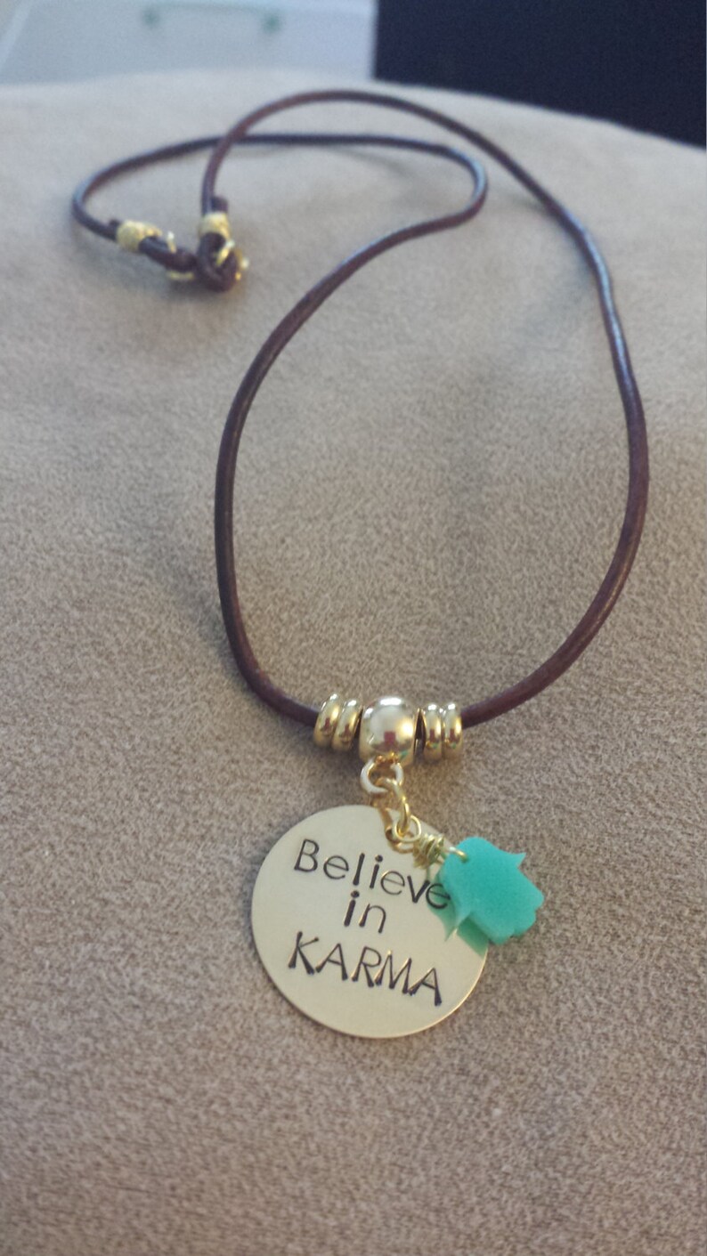 Believe in KARMA Necklace, Karma and Hamsa Hand - Etsy