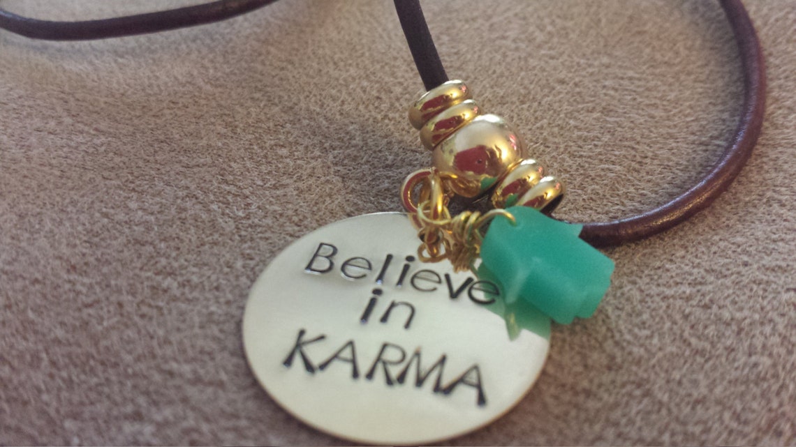 Believe in KARMA Necklace, Karma and Hamsa Hand - Etsy