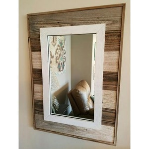 Rustic Slat Mirror W/outside Edge - Etsy