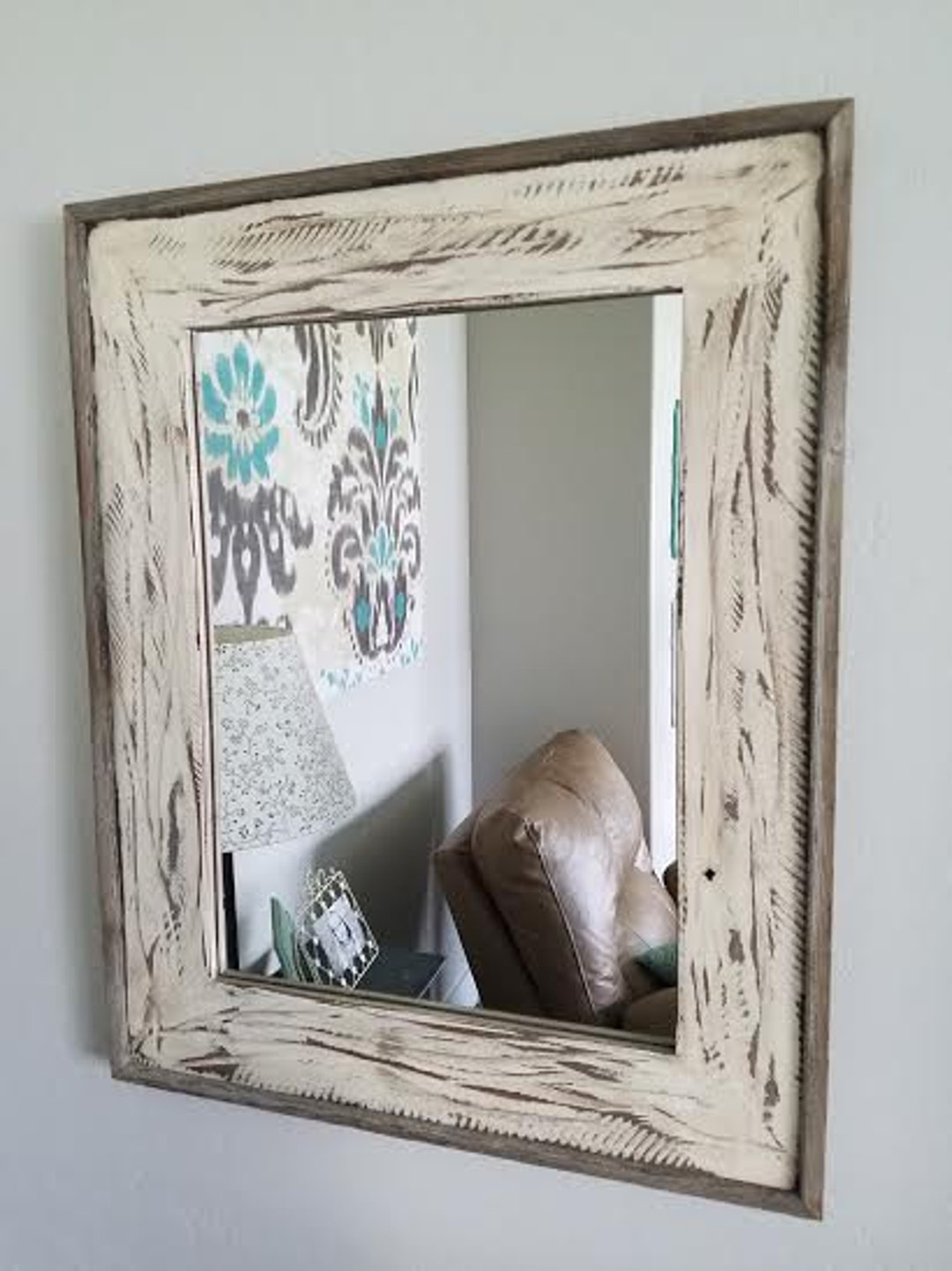 Rustic Mirror - Denali Antique White Heavily Distressed Wood Mirror - Etsy