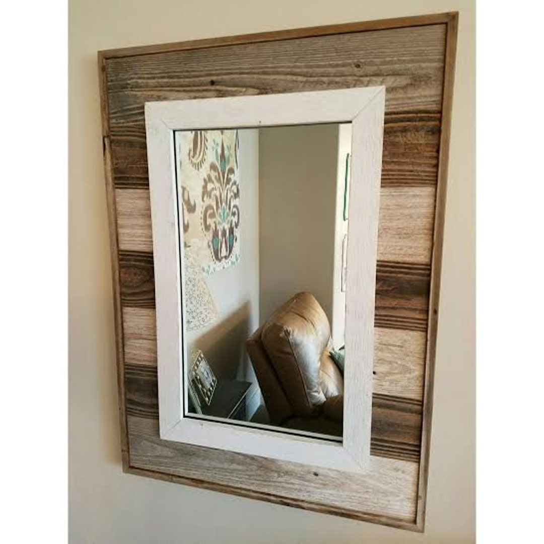 Rustic Slat Mirror W/outside Edge - Etsy