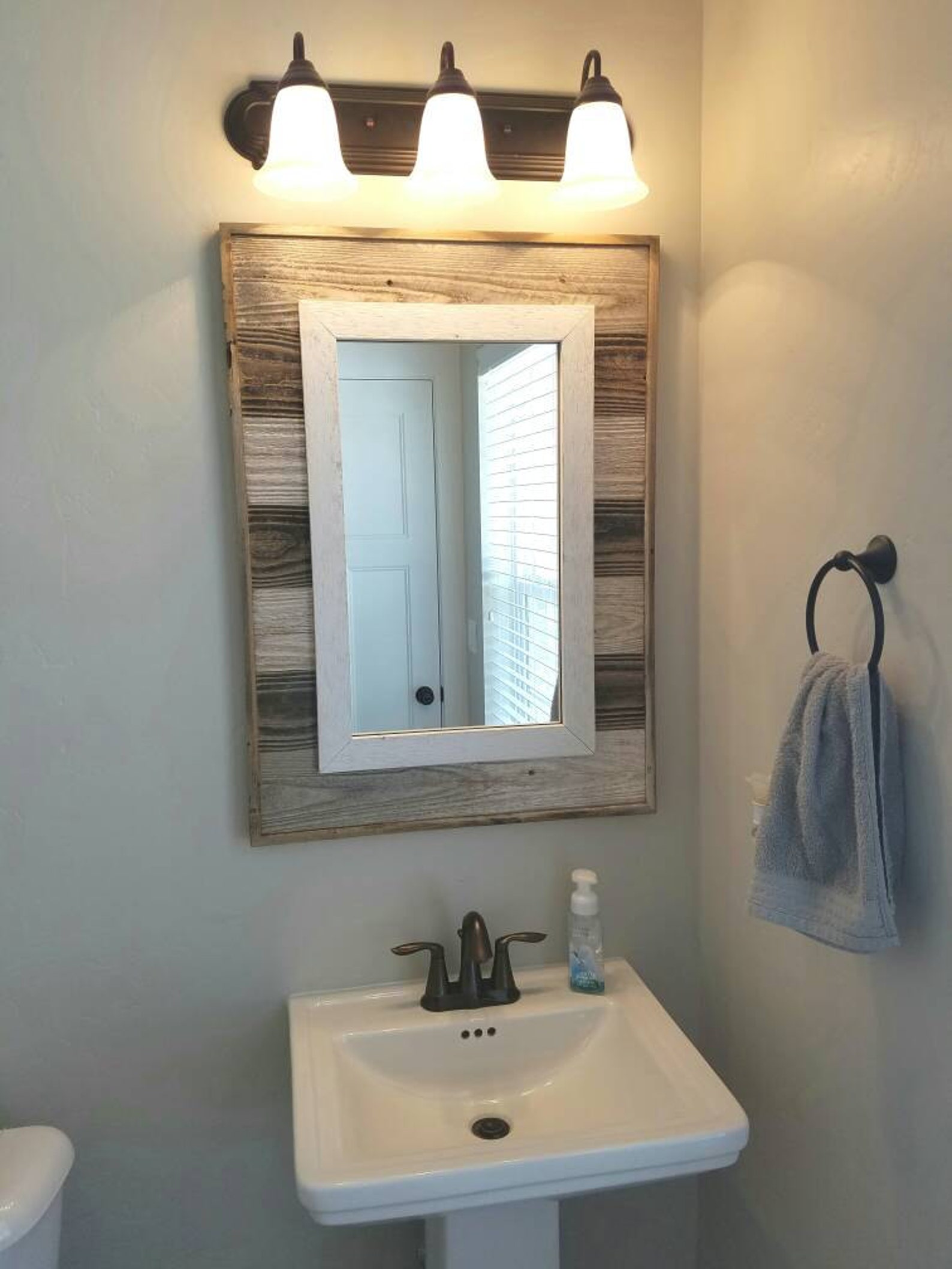 Rustic Slat Mirror W/outside Edge | Etsy
