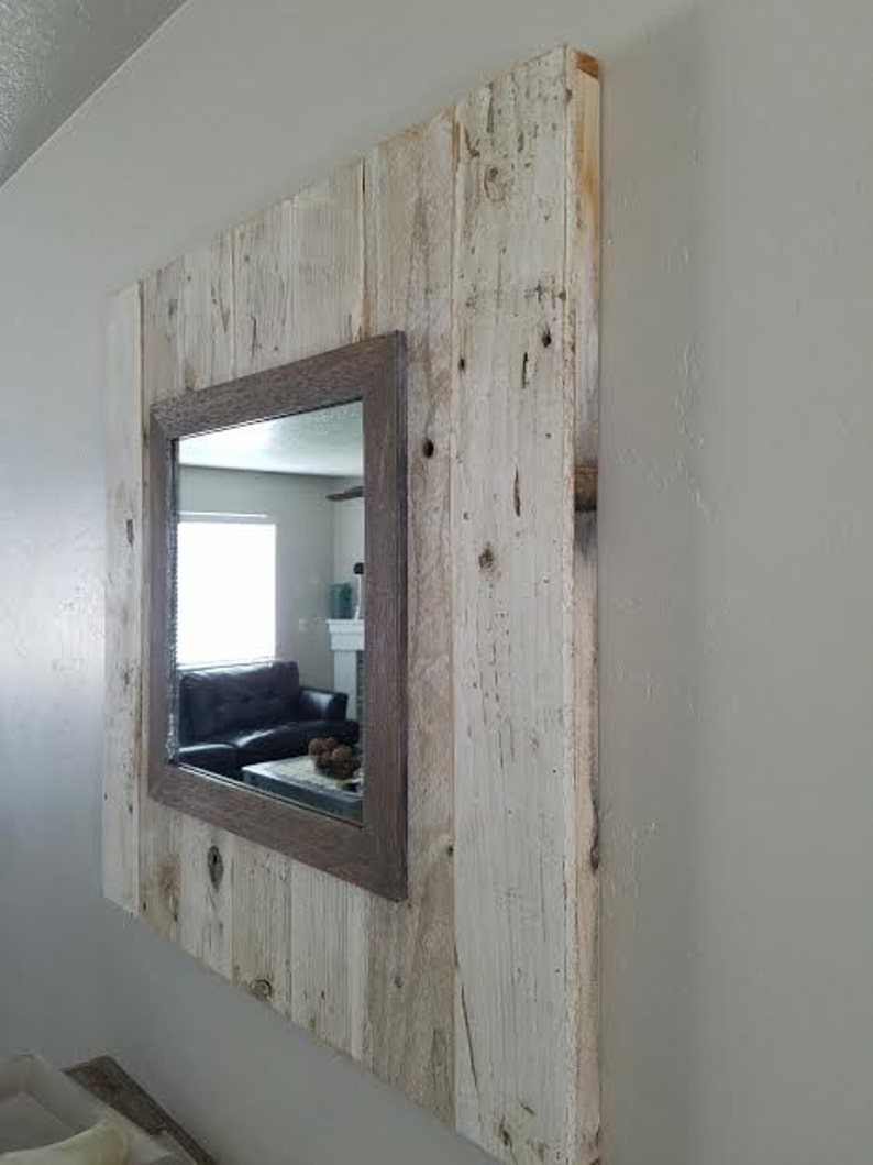 Reclaimed Slat Mirror With Whitewashed Boards - Etsy