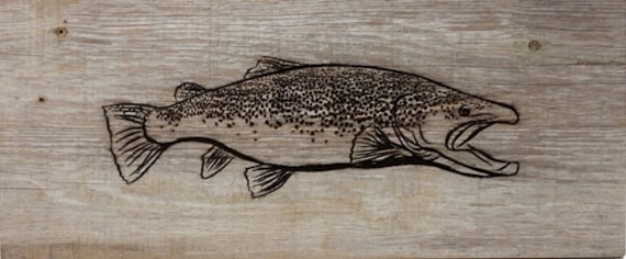 Laser Engraved Fish Brown Trout - Etsy