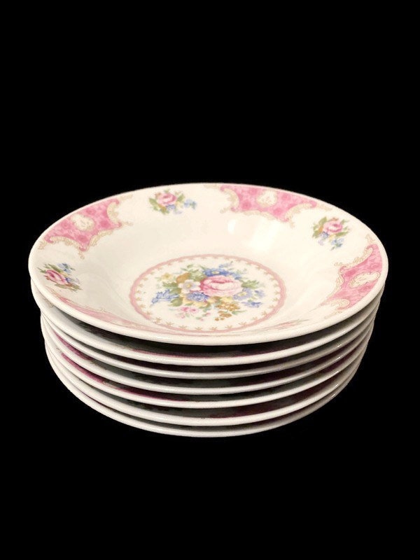 VINTAGE FLORAL CHINA-Pink & White Porcelain China Made in | Etsy