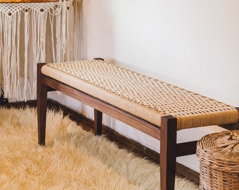 Handmade Danish Cord and Hardwood Bench 36x 13x 18 - Etsy