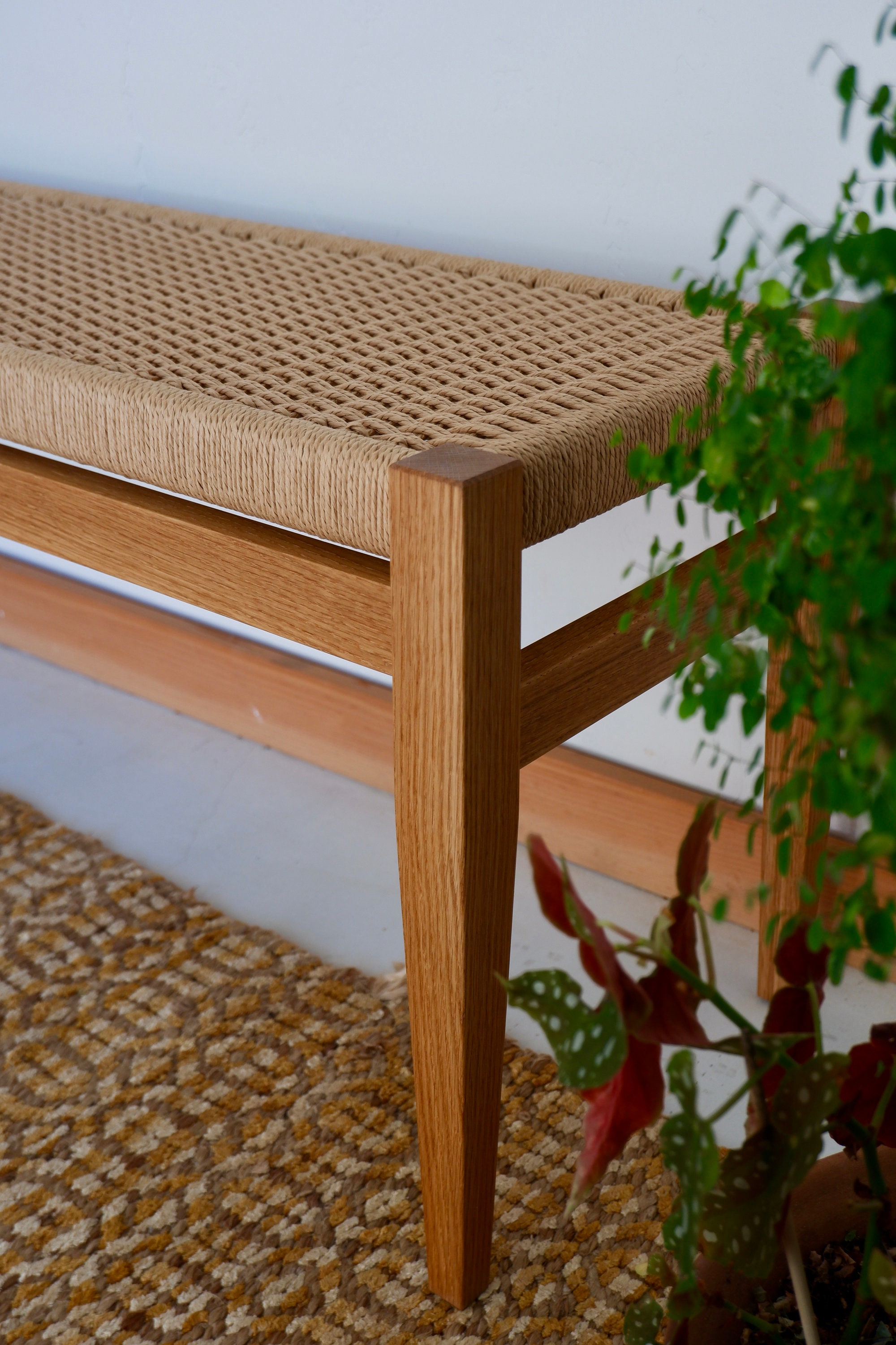Handmade Oak Danish Cord Bench - Etsy