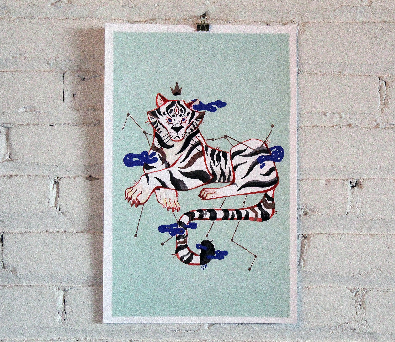 White Tiger Constellation art illustration art print | Etsy