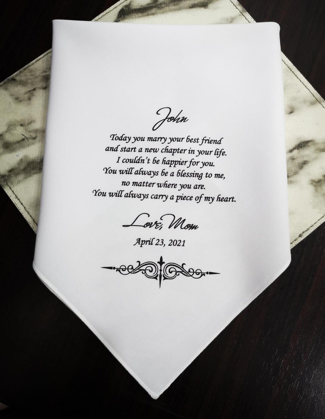 Personalized Wedding Handkerchief Gift for Son: Mom's Sentimental ...