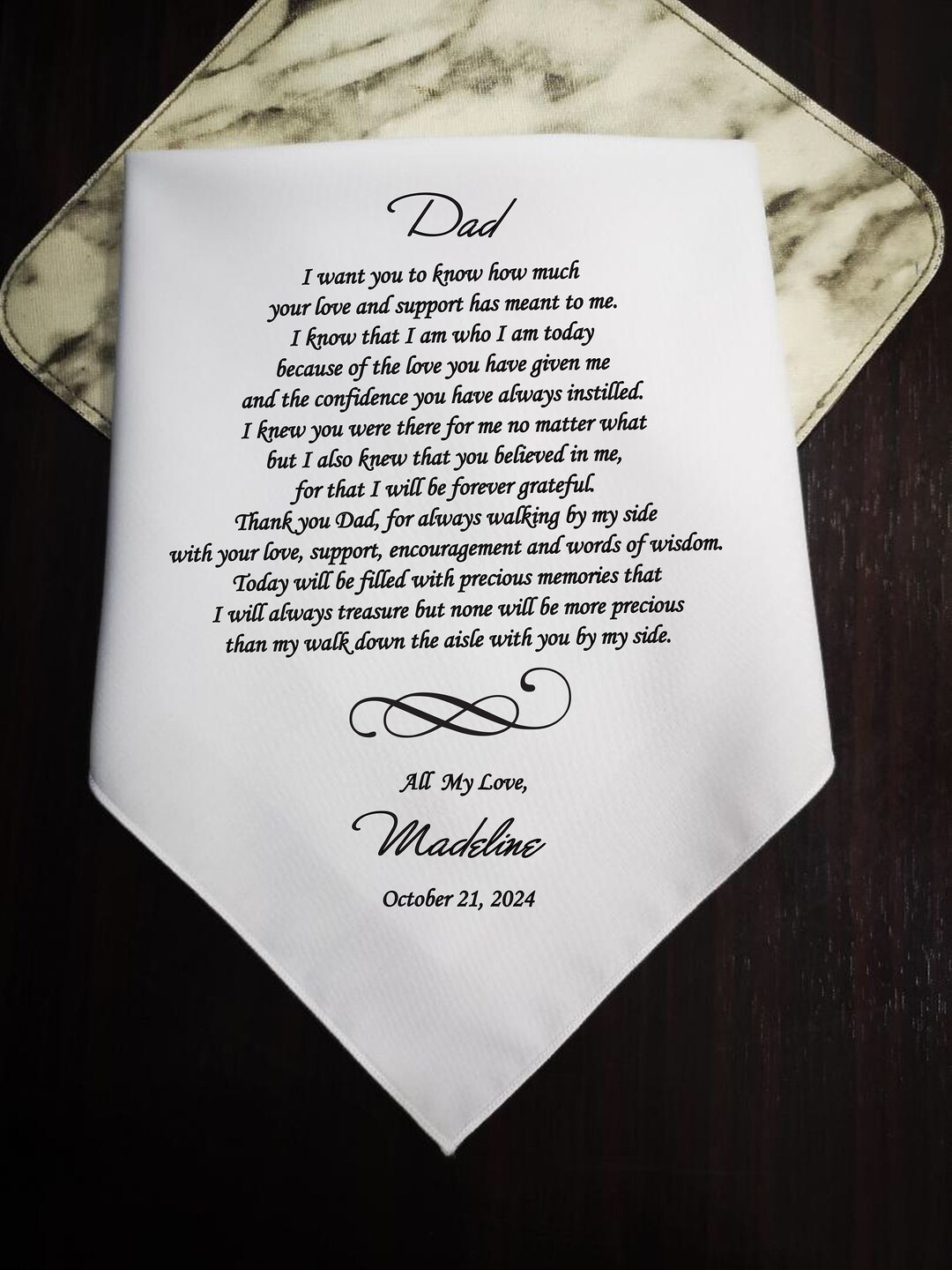 Father of the Bride Gift From Daughter, Wedding Handkerchief From ...