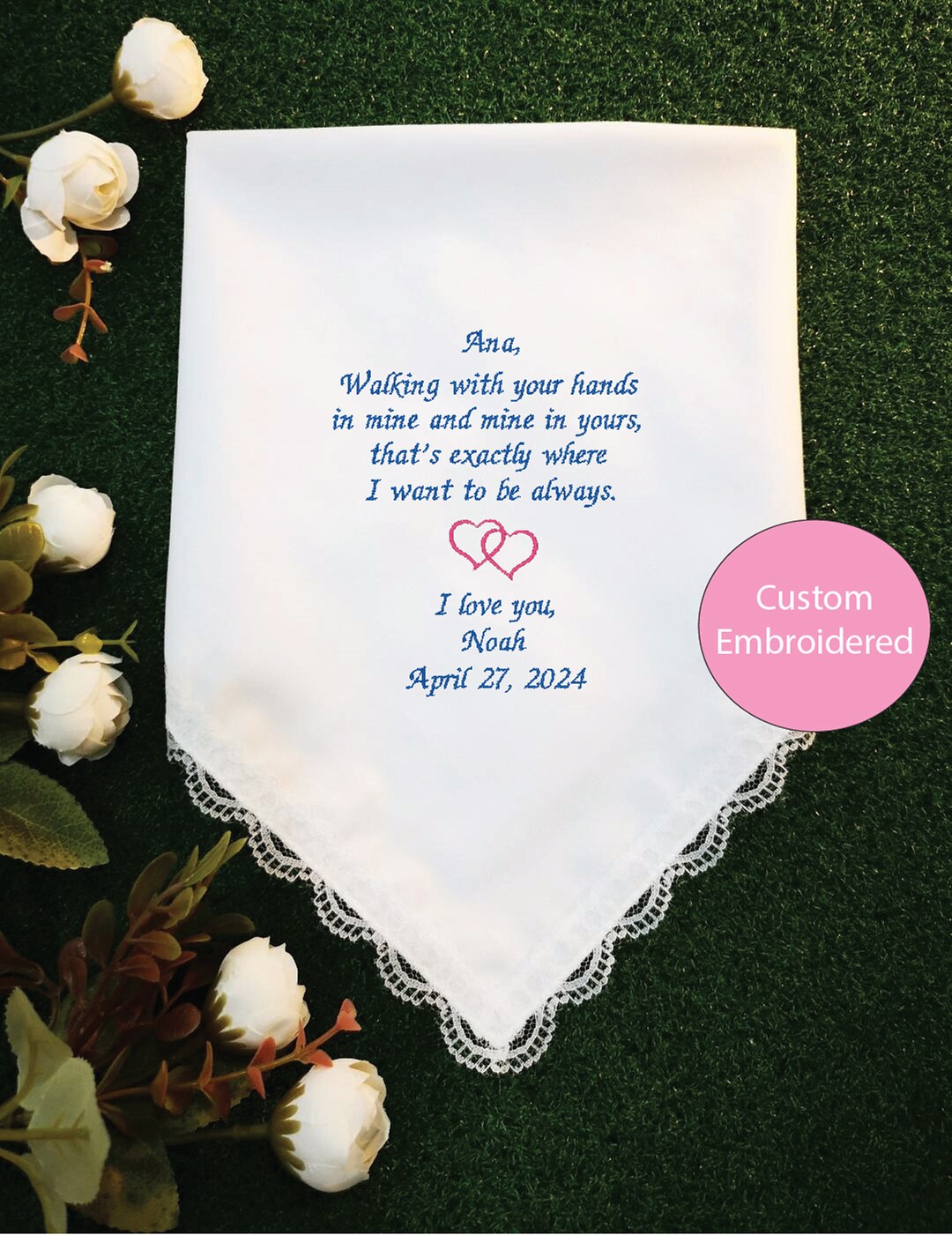 Custom Embroidered Wedding Handkerchief: Bride Gift From Groom - Etsy