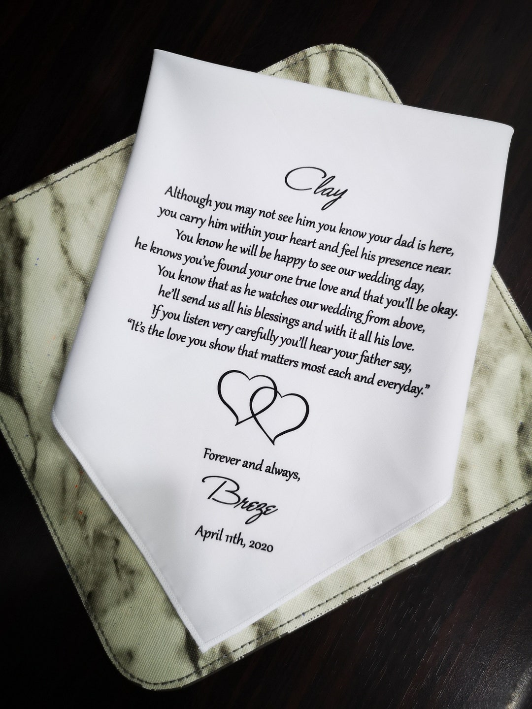 Dad Memorial Handkerchief Gift for Groom: Wedding Keepsake - Etsy