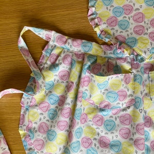 Childrens Heart Apron Set Retro Pattern Vintage Design - Etsy UK