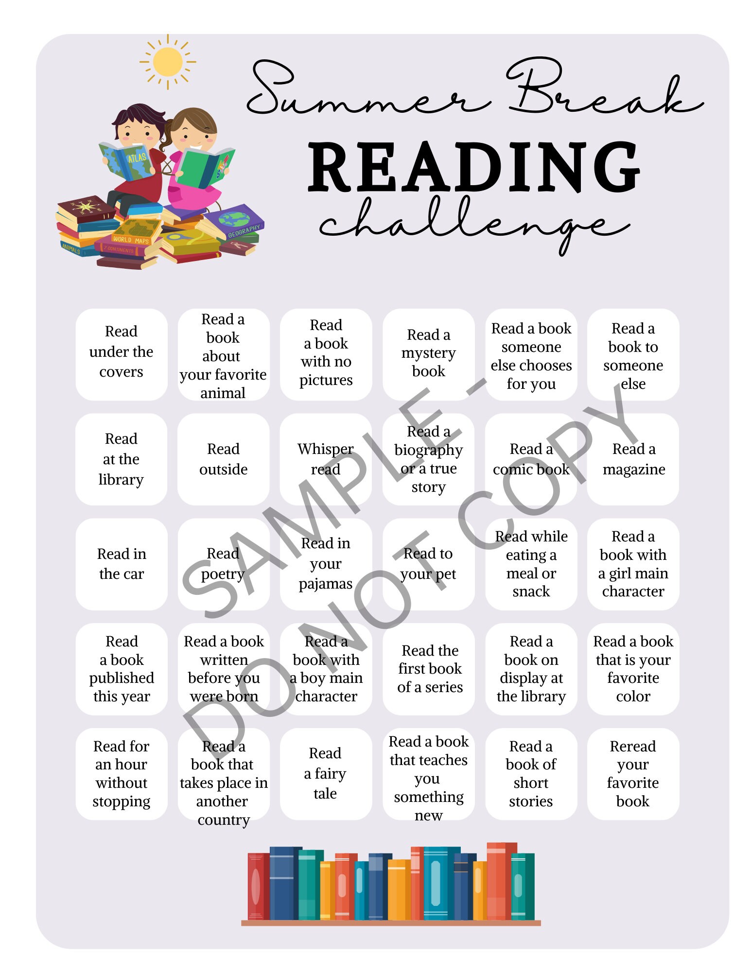 Summer Break Reading Challenge - Etsy