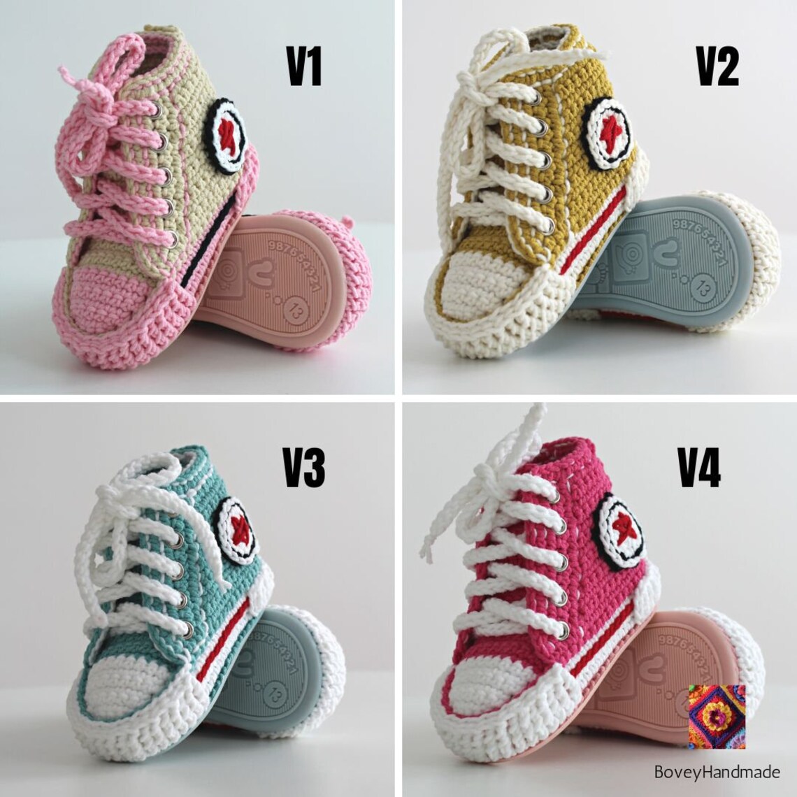 Crochet Baby Sneakers Handmade Baby Shoes Baby Booties Shower Gift Baby ...
