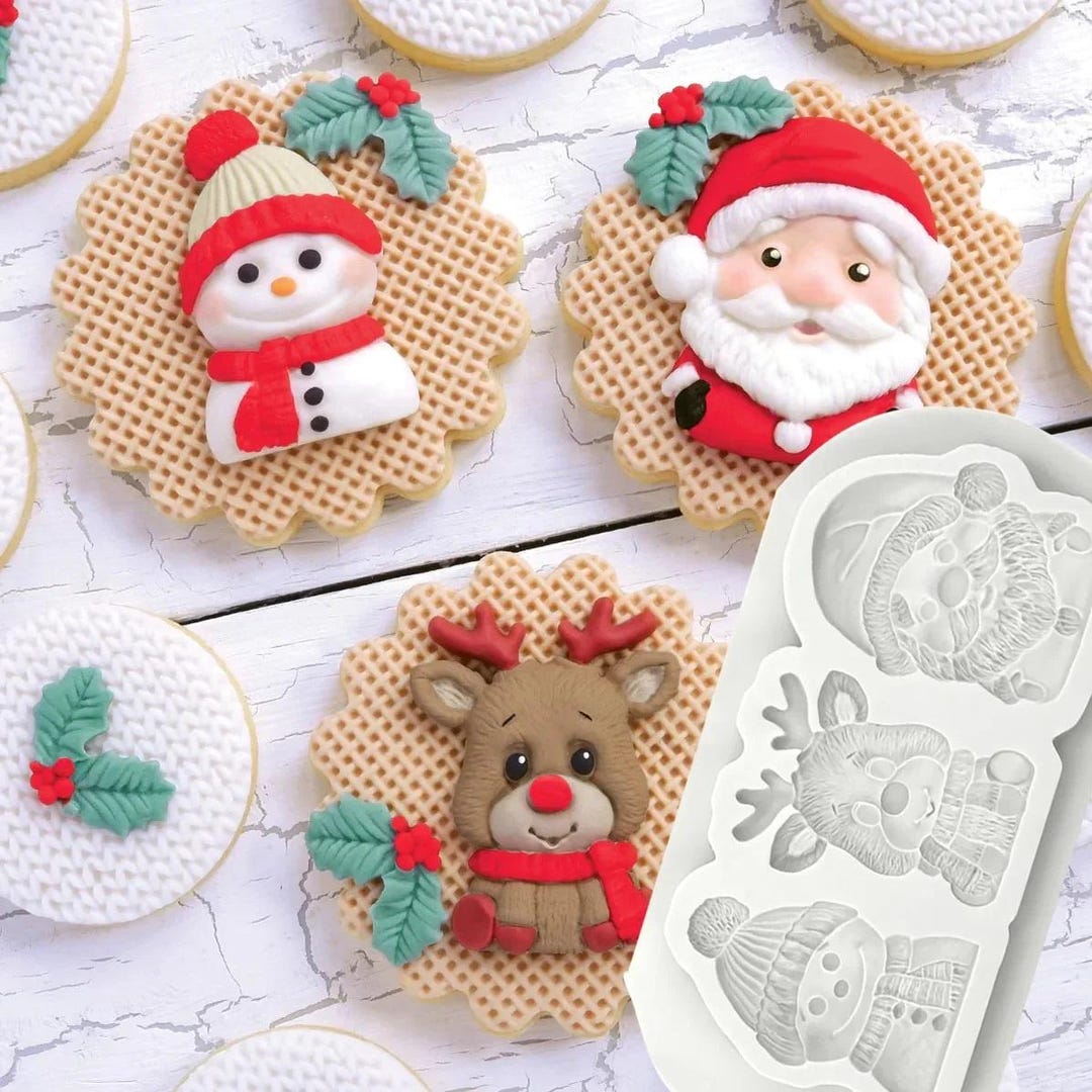 Christmas Trio Mold Santa Reindeer and Snowman - Etsy