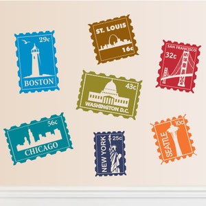 Travel Postage Stamp Vinyl Wall Decals stamp Decals | Etsy