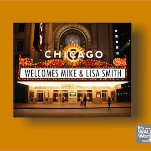 Personalized Chicago Theatre Marquee Sign on Canvas 8"x10" or 11" X 14 ...