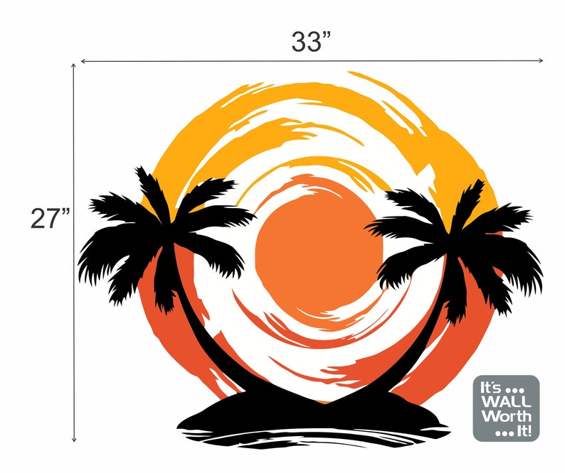 Palm Trees at Sunset Vinyl Wall Decal - Etsy