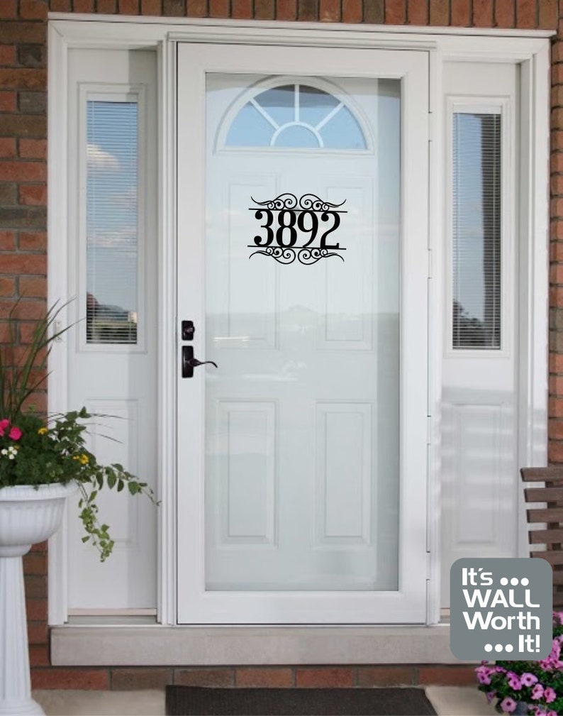 Address Swirl Vinyl Door Decal Door Address Decal - Etsy