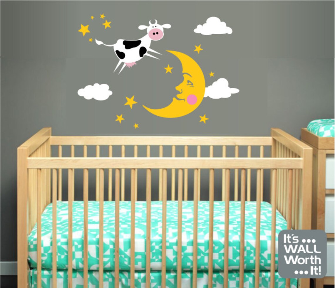 Cow Jumped Over the Moon Vinyl Wall Decal Nursery or | Etsy
