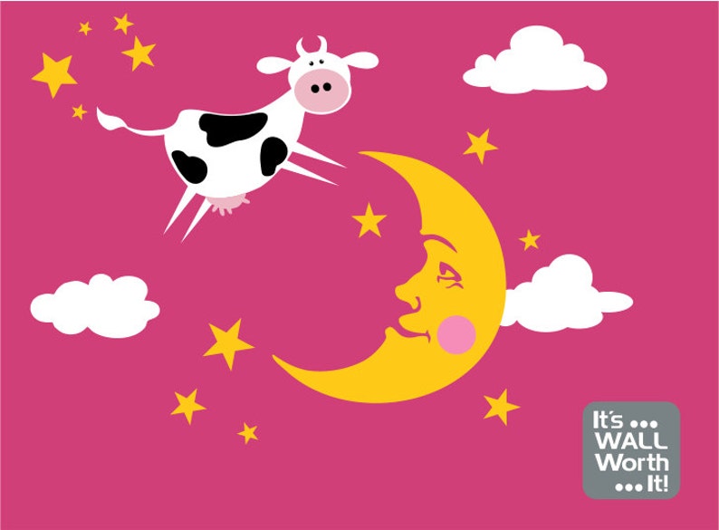 Cow Jumped Over the Moon Vinyl Wall Decal Nursery or - Etsy