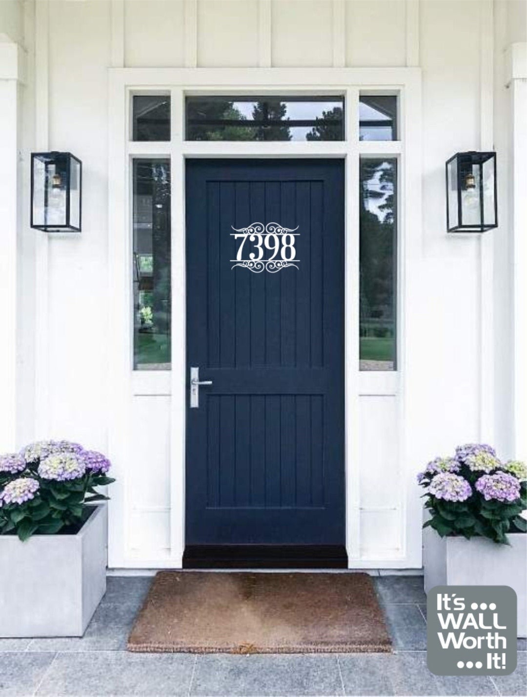 Address Swirl Vinyl Door Decal Door Address Decal - Etsy