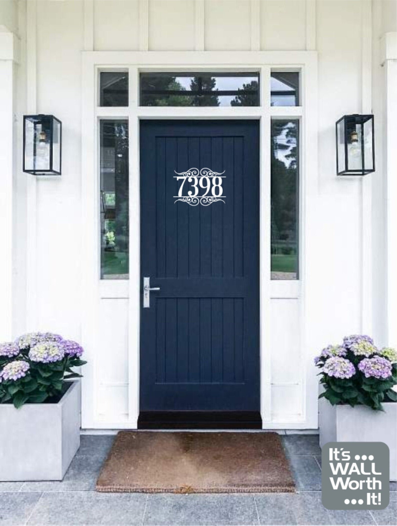 Address Swirl Vinyl Door Decal Door Address Decal - Etsy