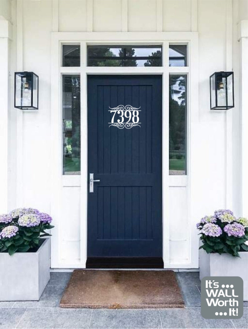Address Swirl Vinyl Door Decal Door Address Decal - Etsy