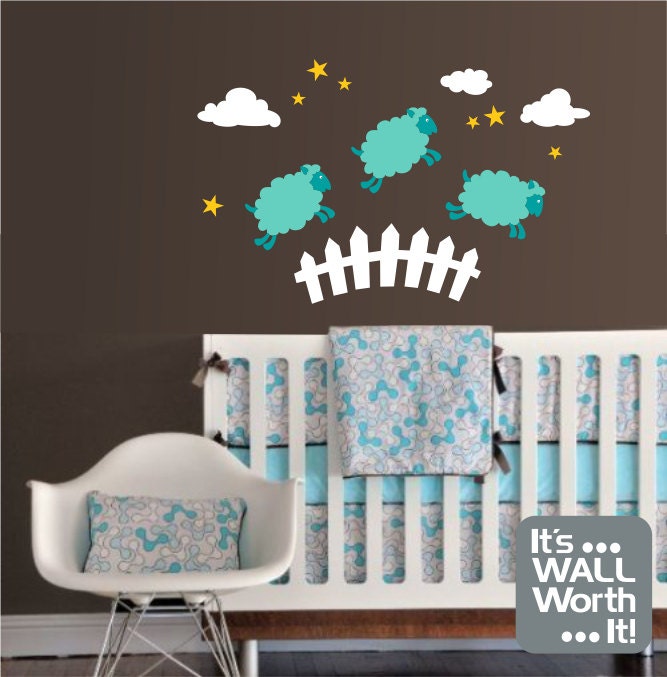 Counting Sheep Vinyl Wall Decal Nursery or Children's - Etsy
