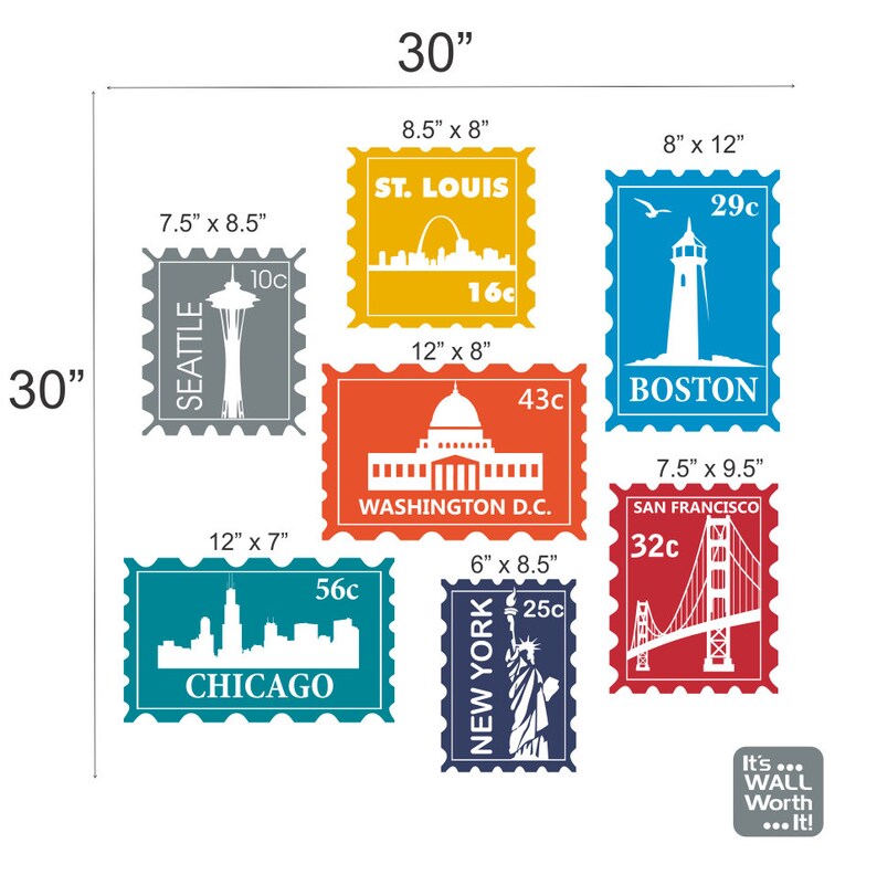 Travel Postage Stamp Vinyl Wall Decals stamp Decals - Etsy