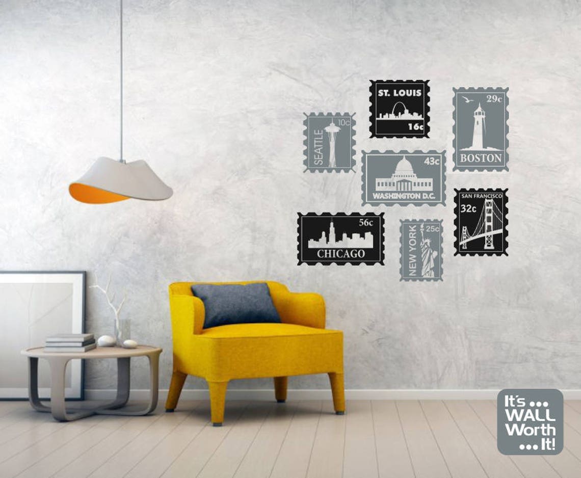 Travel Postage Stamp Vinyl Wall Decals stamp Decals | Etsy