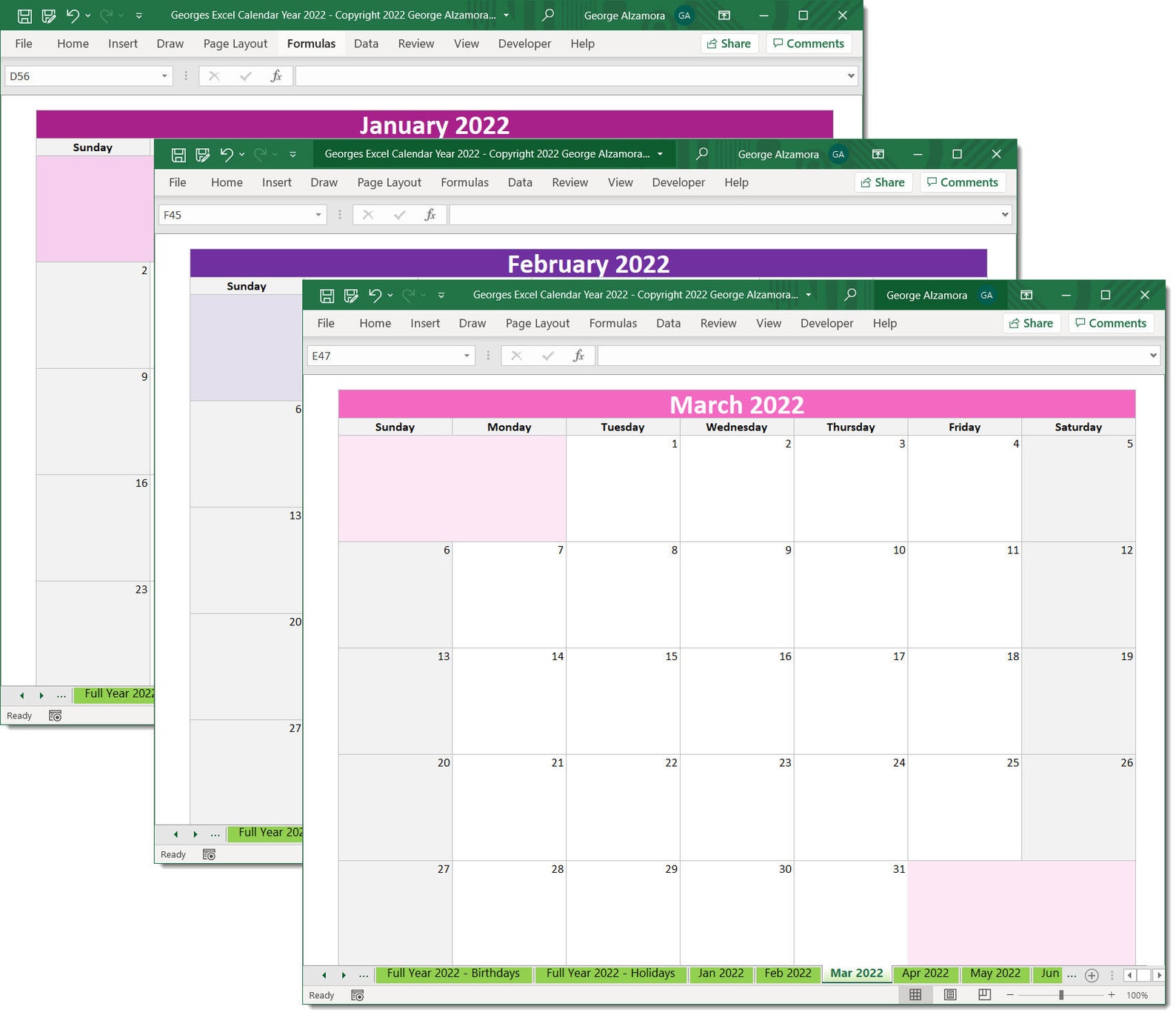 Calendário 2022 Excel Calendário 2022 Excel