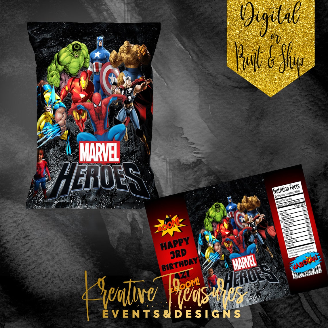 Custom Chip Bags-digital - Printable - Printed - Chip Bags-any Theme ...