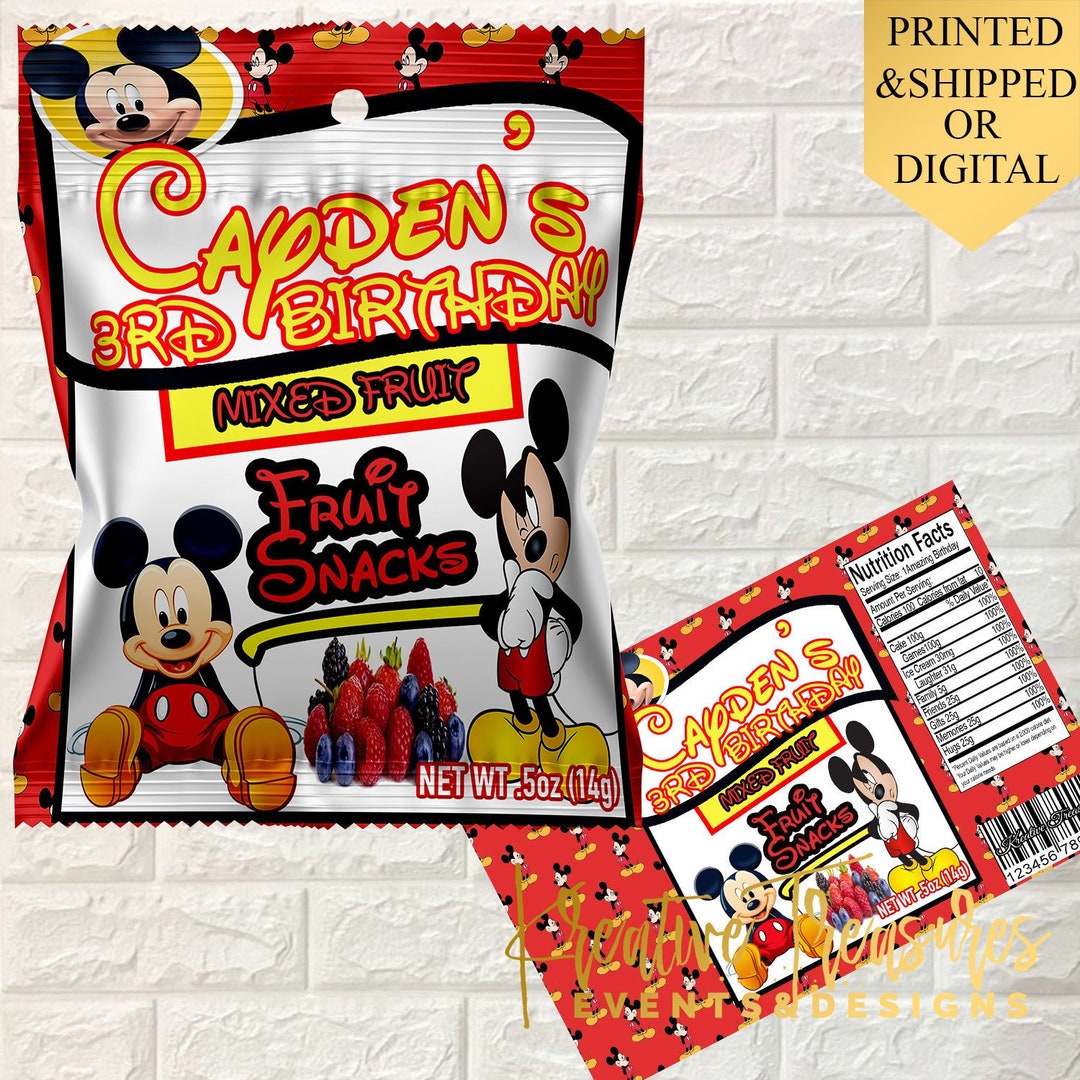 Mickey Mouse Fruit Snacks Favors-fruit Snacks-mickey Birthday Party ...