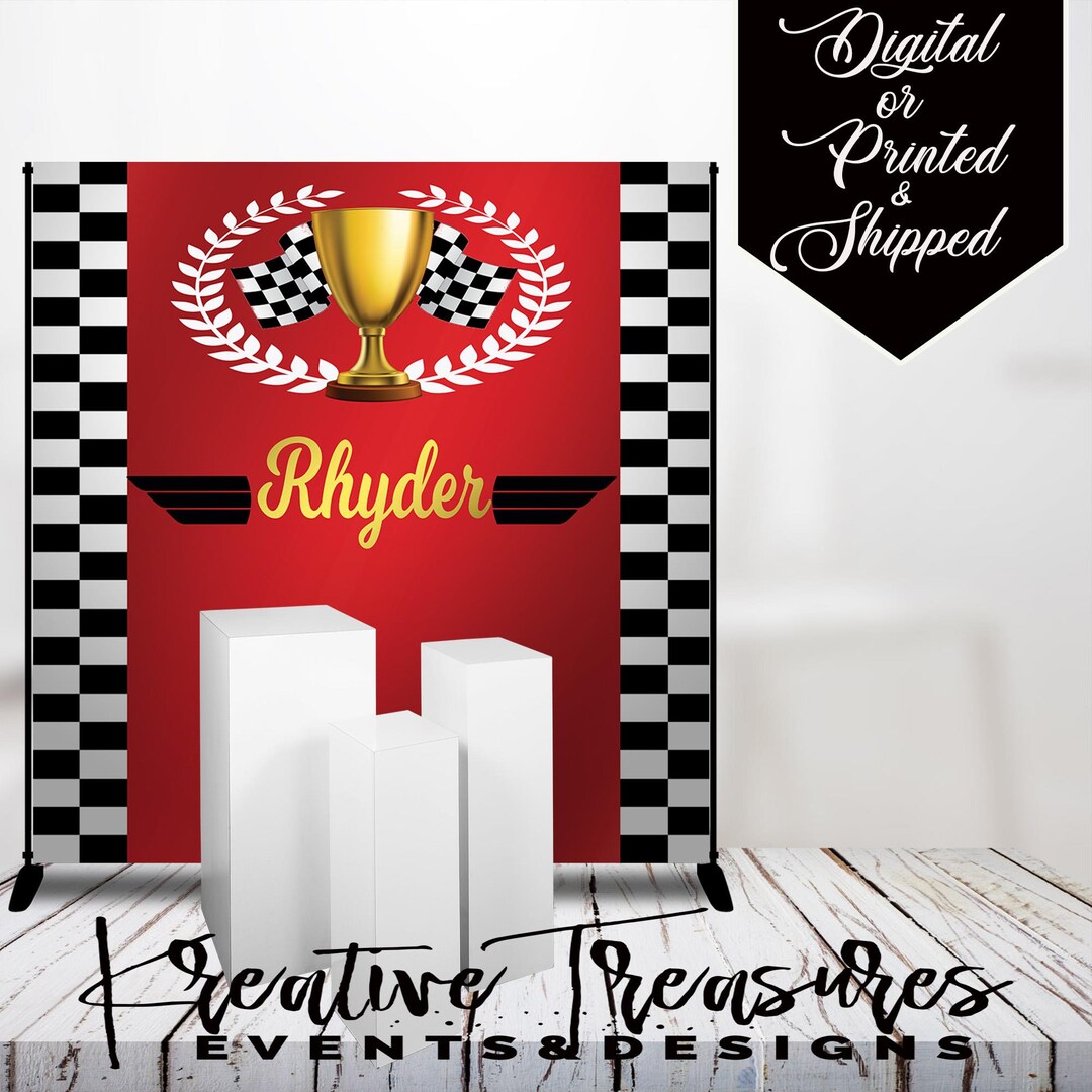 Race Car Birthday Party Backdrop Banner-cars Custom Gift Bags - Cars ...