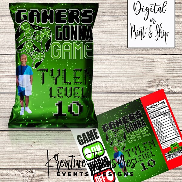 Gaming Birthday Party Chip Bags - Etsy